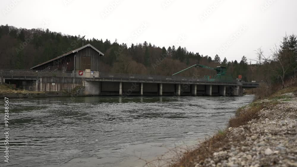 Fish ladder at Baierbrunn hydroelectric power plant. Fish ladder and ...