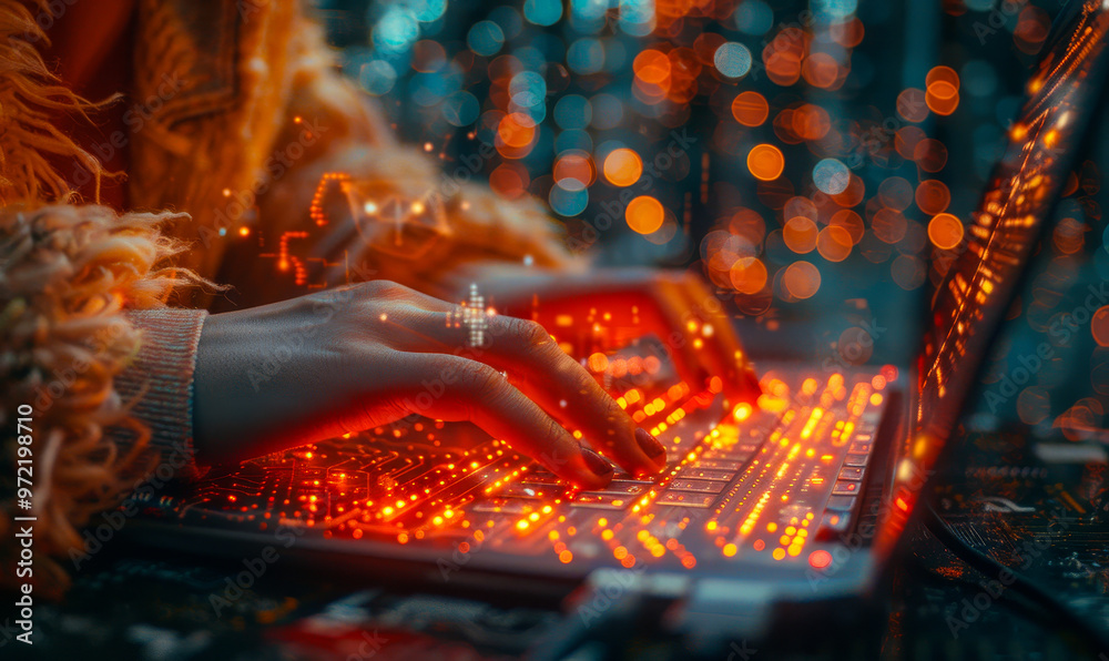 Software Development Concept Programmer In Coding On Laptop With Circuit Board And Javascript