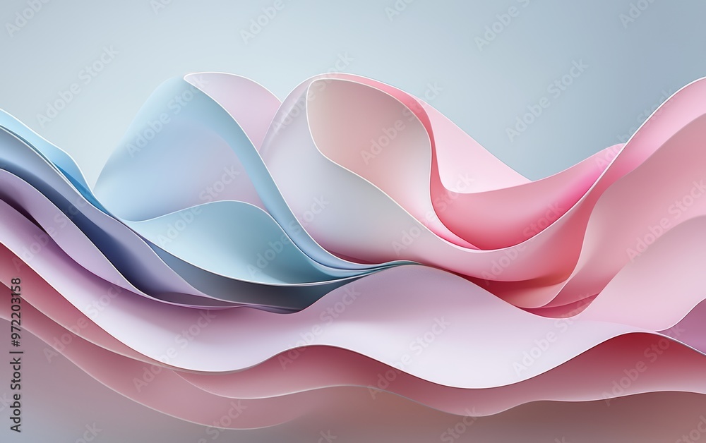 A flowing arrangement of curved shapes and soft, fading gradients that ...