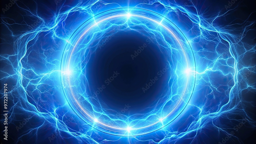 Blue portal effect with lightning circle effect leading lines Stock ...