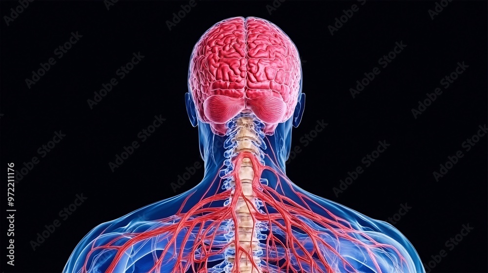 Nervous system diagram highlighting the spinal cord and major nerves ...