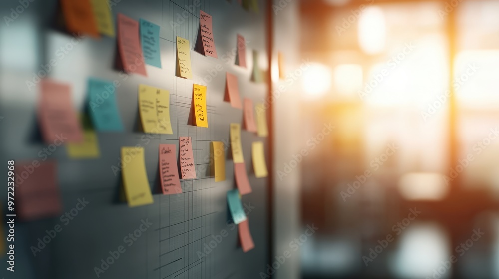 Visualizing Business Ideas: Creative Planning with Sticky Notes on a ...