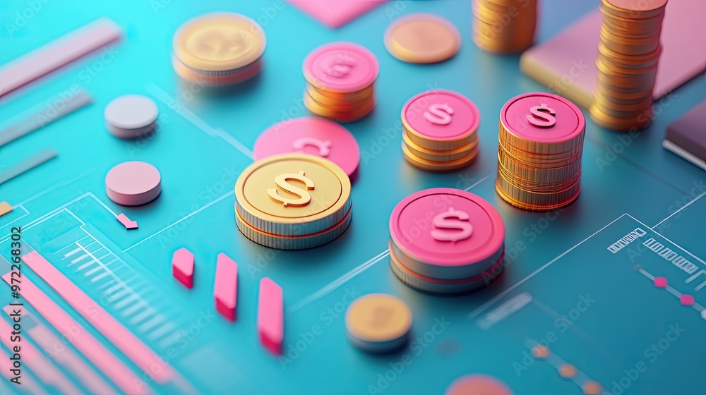 Cost structure diagram in 3D, highlighting different expenses with copy ...
