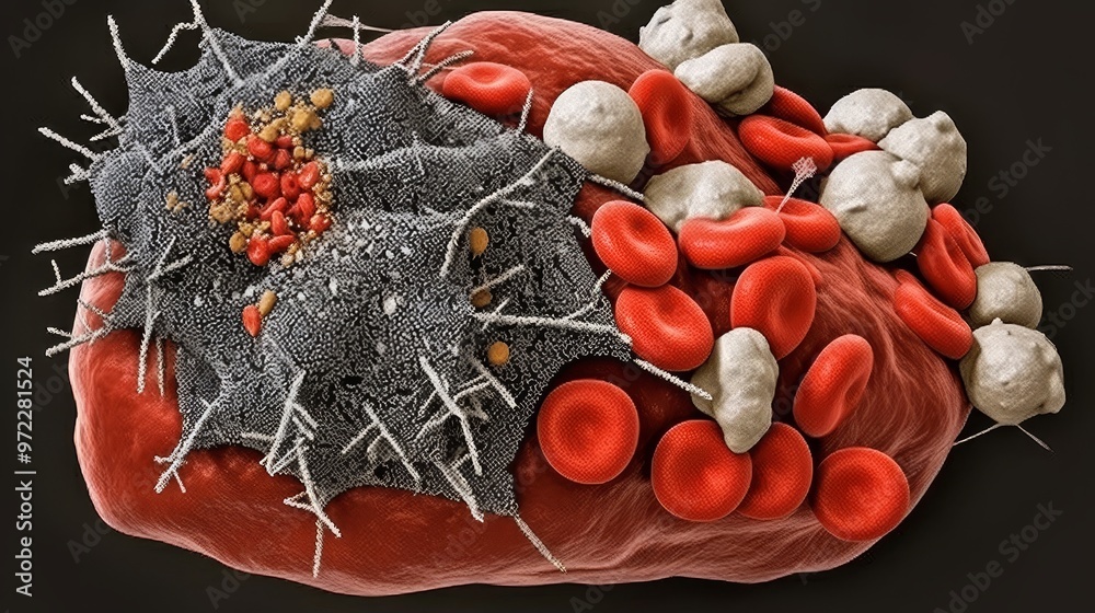 Scanning Electron Microscope Image of a Blood Clot with Red Blood Cells ...