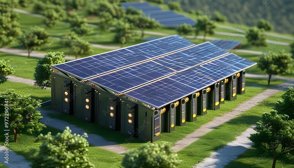 Isometric View of Lithium-Ion Battery, Solar Cells, and Power Pack in a ...