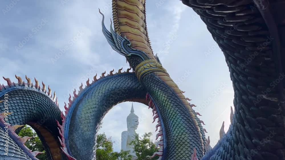 Naga King with Buddha Statue Beautiful Naga Statue, King of giant Naga ...