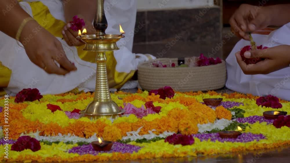 Athapookkalam decorating for onam festival in Kerala ,pookalam ...
