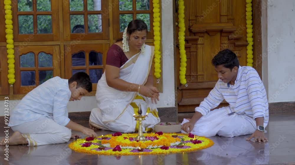 Athapookkalam decorating for onam festival in Kerala ,pookalam ...