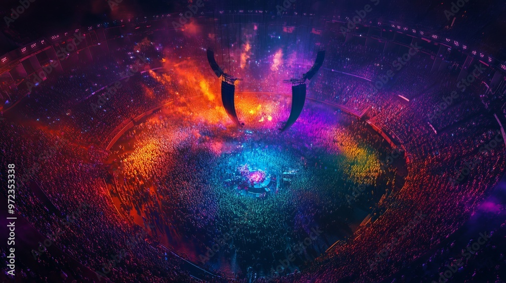 Heatmap of a stadium during a major concert, with vibrant colors ...