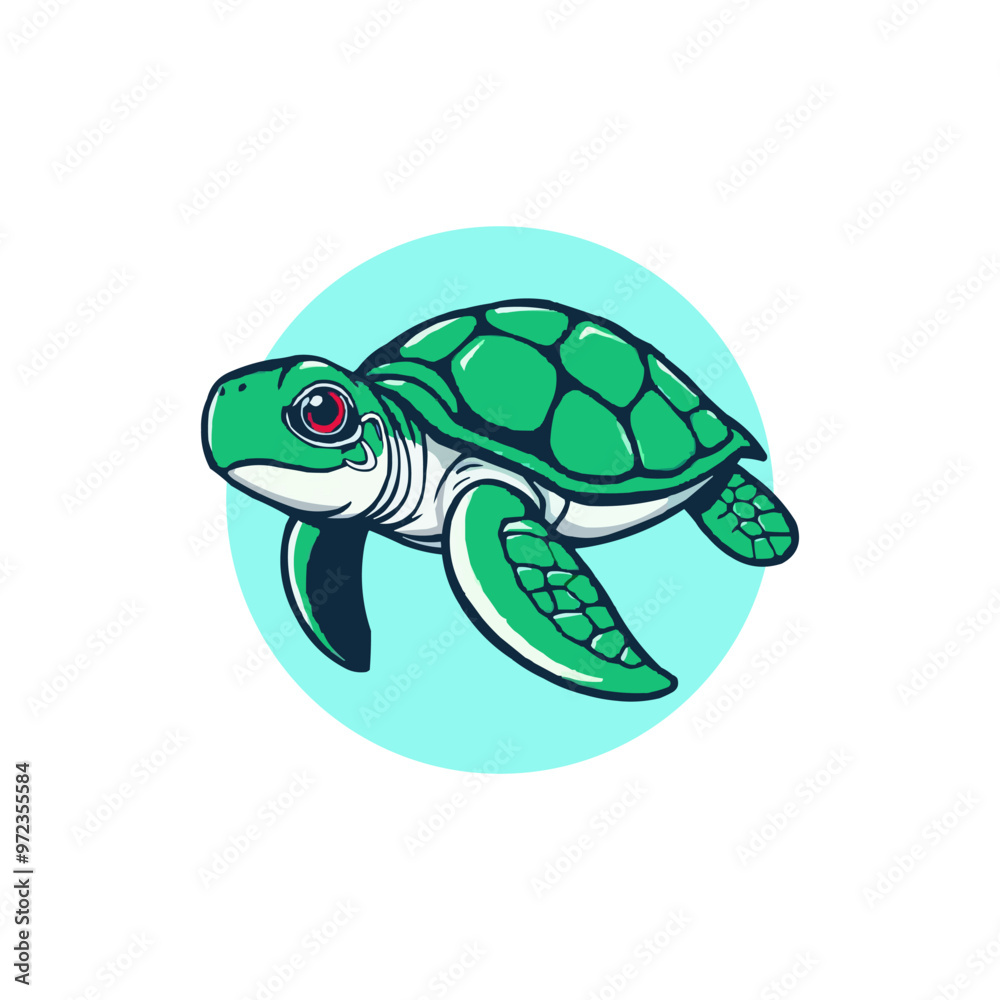 Sea turtle cartoon vector isolated on white background. Turtle mascot ...