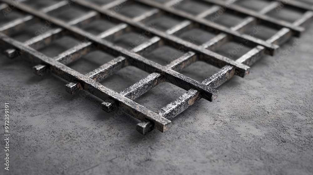 118. Detailed 3D illustration of a two-layer metal lattice, with ...