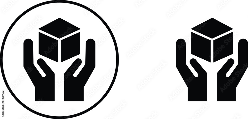 Handle with care sign icons set isolated on transparent background ...