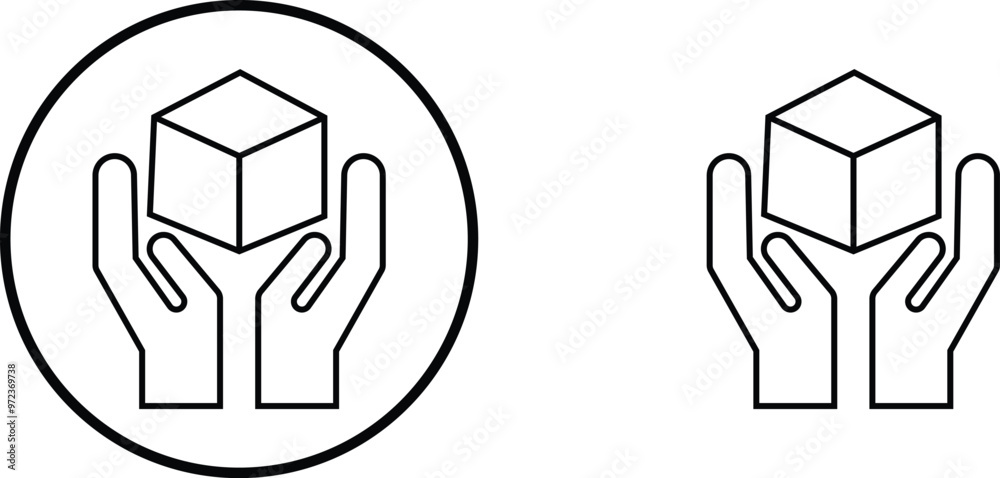 Handle with care sign icons set isolated on transparent background ...
