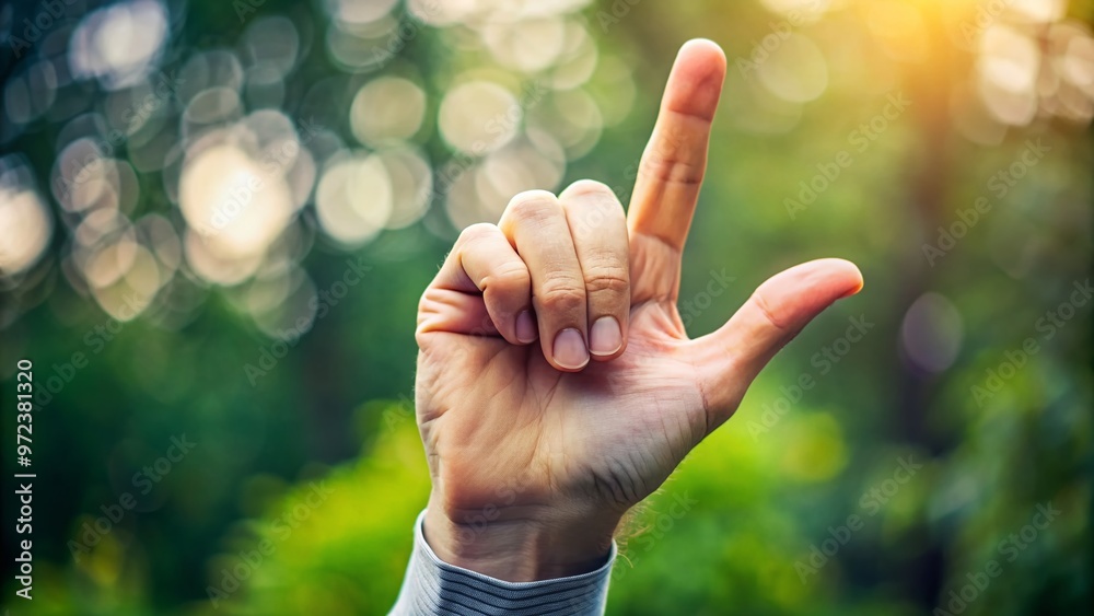 A hand forming the universal sign language gesture for "I love you ...