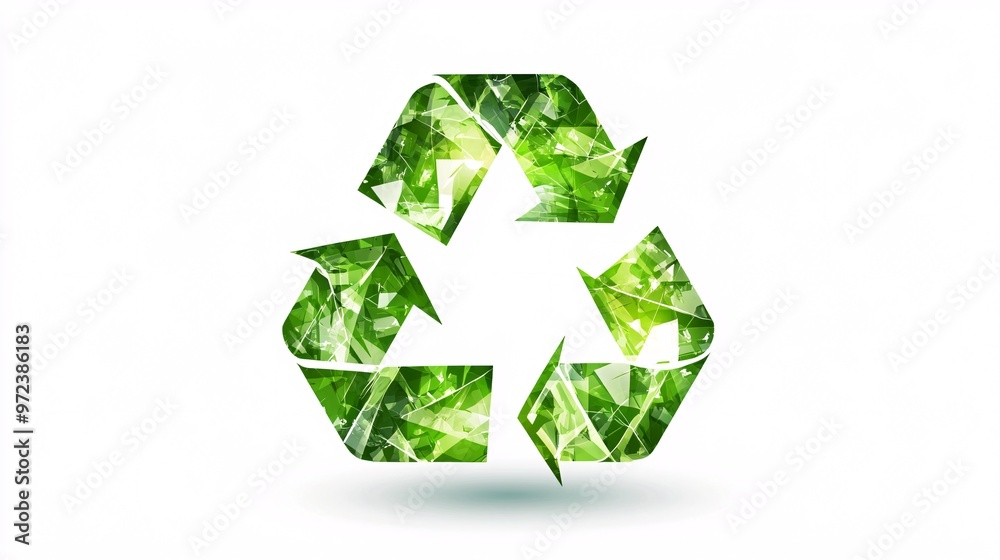 105. Detailed and vibrant vector icon of a recycling symbol with green ...