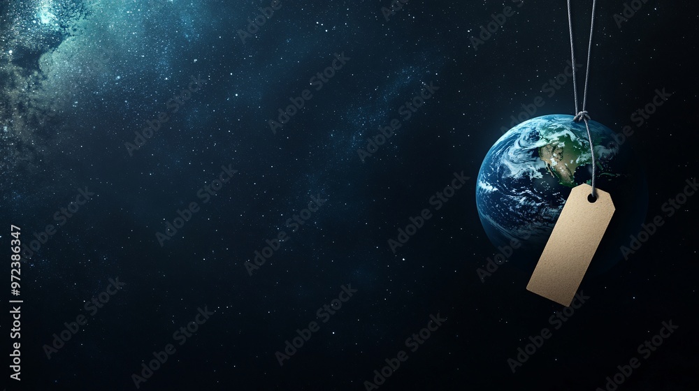 108. High-resolution image of Earth isolated in the dark void of space, adorned with an empty ...