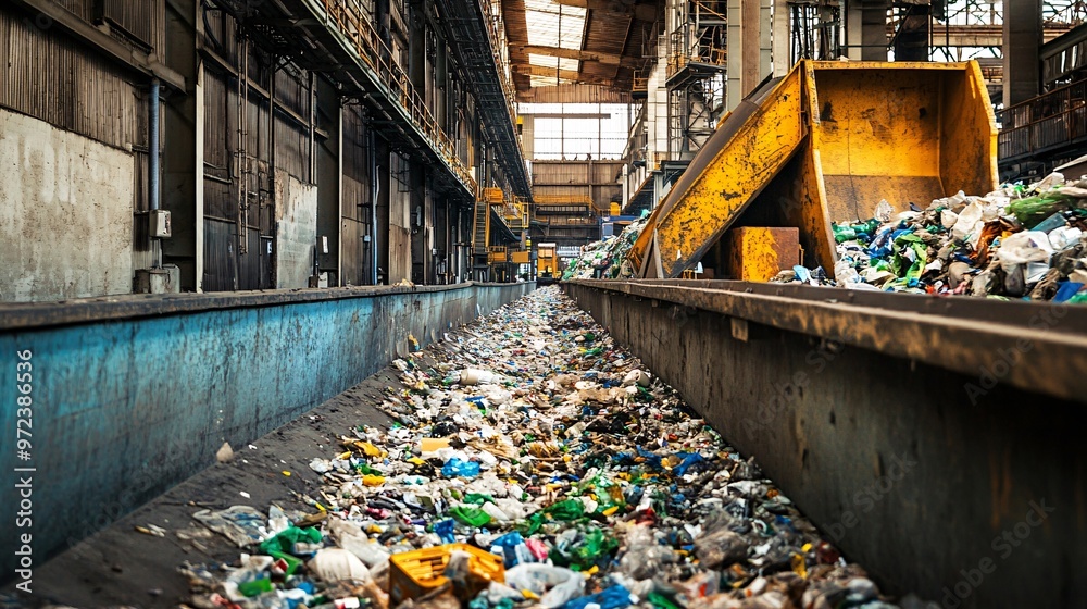 111. Waste recycling. High-resolution image of a recycling facility ...