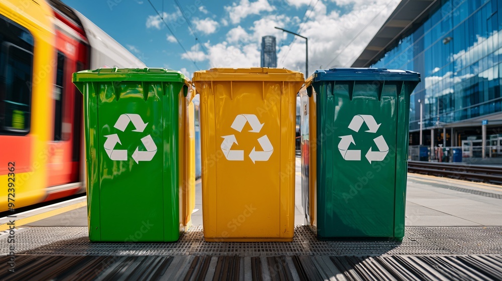 Recycling bins near public transport hubs urban sustainability waste ...