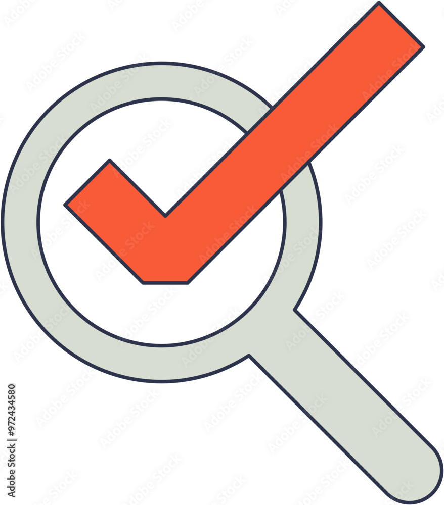 Magnifying glass with a check mark symbolizing search approval or ...