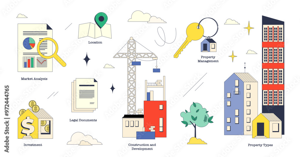 Real estate and residential property elements in neubrutalism ...