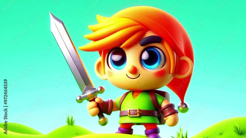 Dynamic 3D Game Character Animation in Nature 4K Ultra HD Video. 3D ...