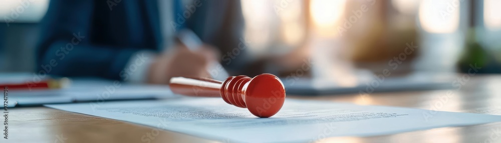Contract stamped with legal seals on a table, symbolizing official ...