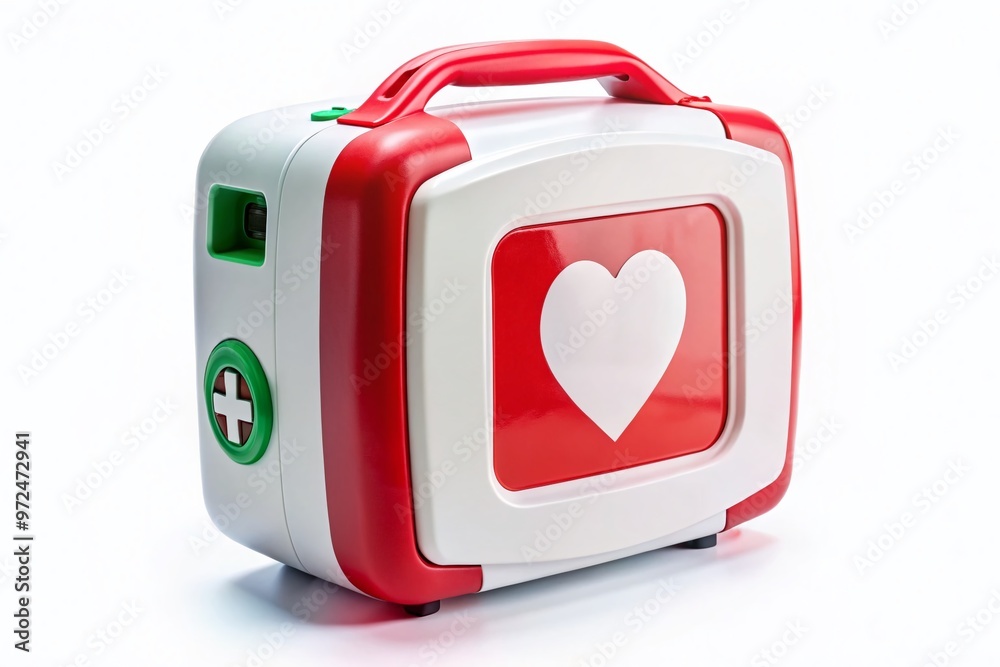 Automatic External Defibrillator device with sleek design and prominent ...