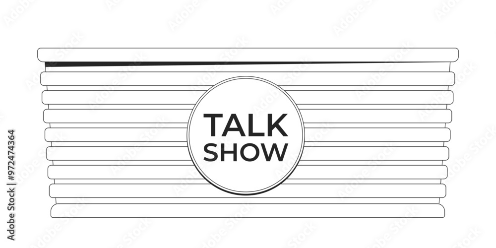 Talk show panel table black and white 2D line object. Television ...