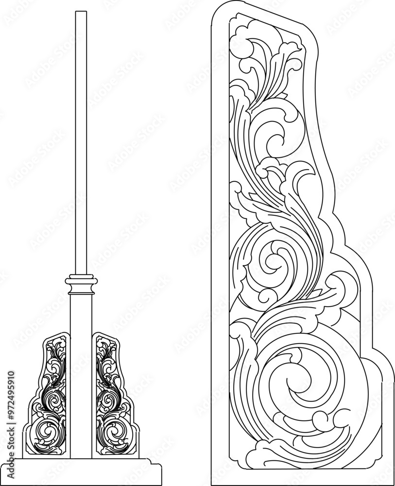 Vector sketch illustration of the silhouette of a classic vintage ...