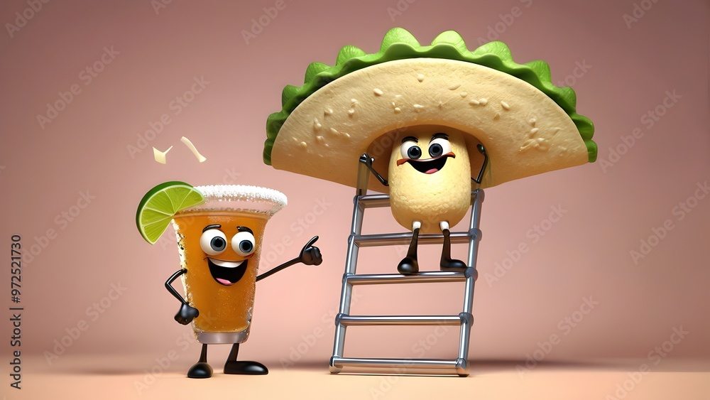 A mini taco might be trying to climb a giant margarita glass, using a ...