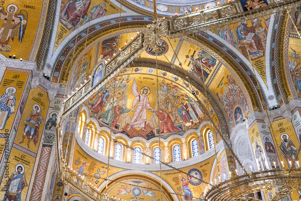 Magnificent Interior Of St. Sava Church In Belgrade, Serbia. Stunning ...