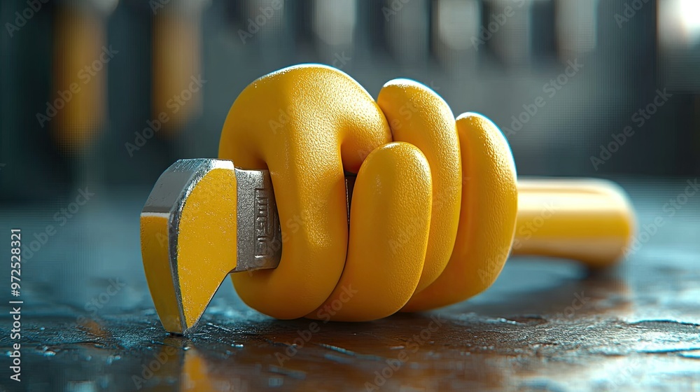 3d render cartoon twiste3d flexible human hands hol3d spanner wrench ...