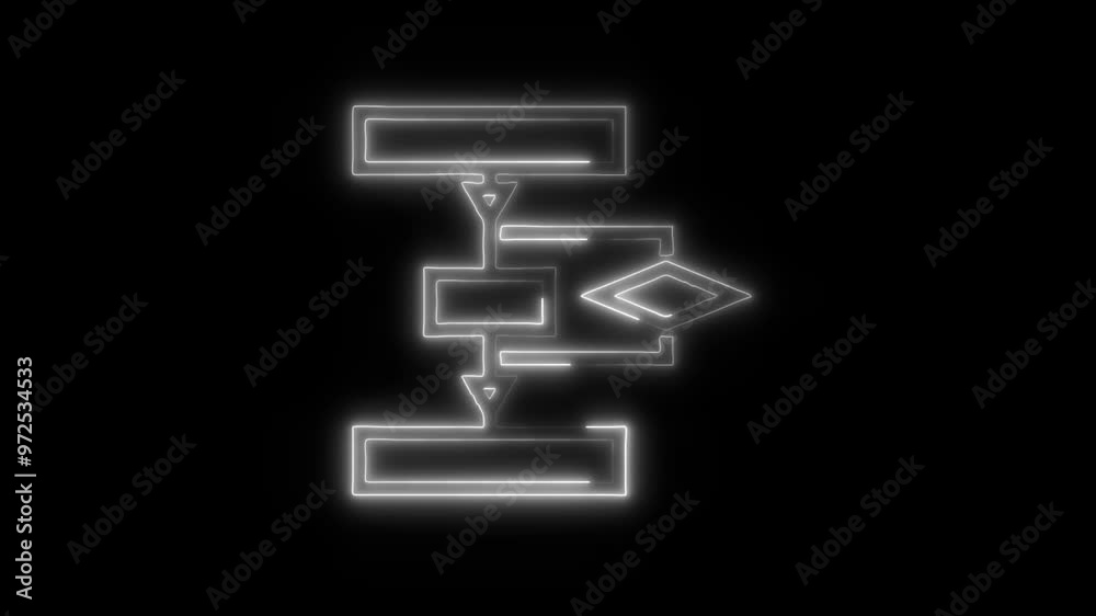 Workflow Diagram Icon in Video HD Neon Animation Process and Strategy ...