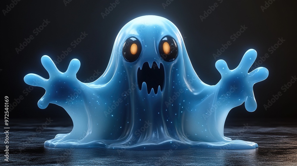 3d render scary ghost character and blue zombie hands halloween clip ...