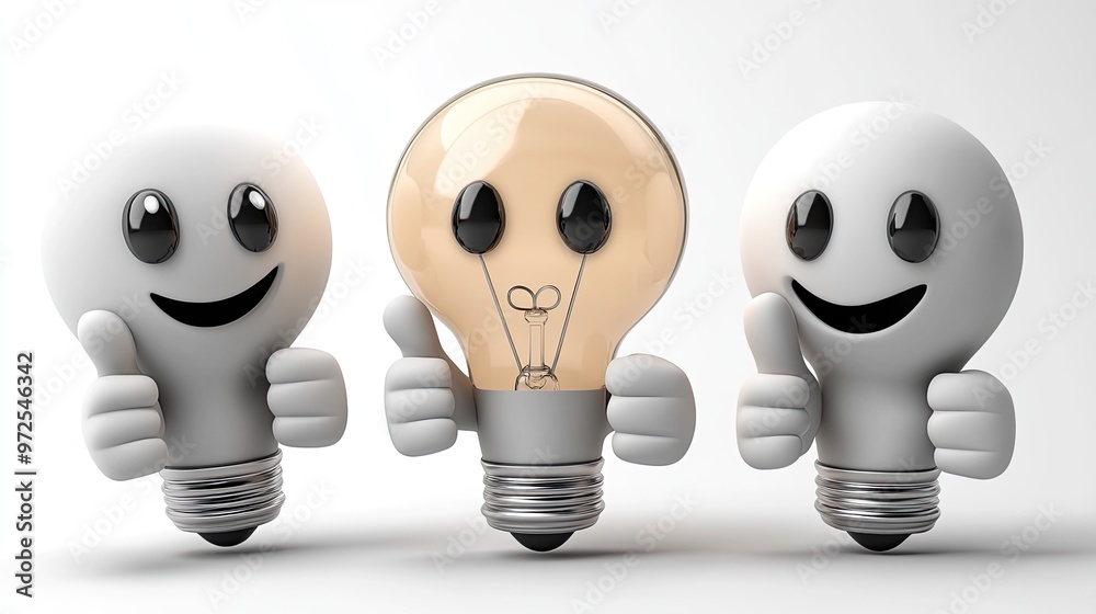 3d rendering set of cartoon human master arms holding electric bulb ...