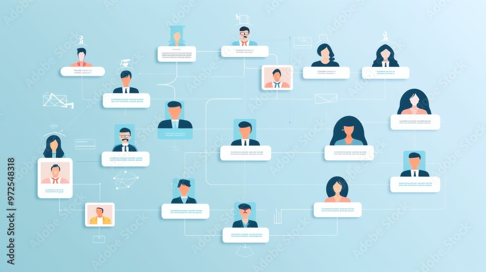 Abstract human network on a light blue background illustrating ...