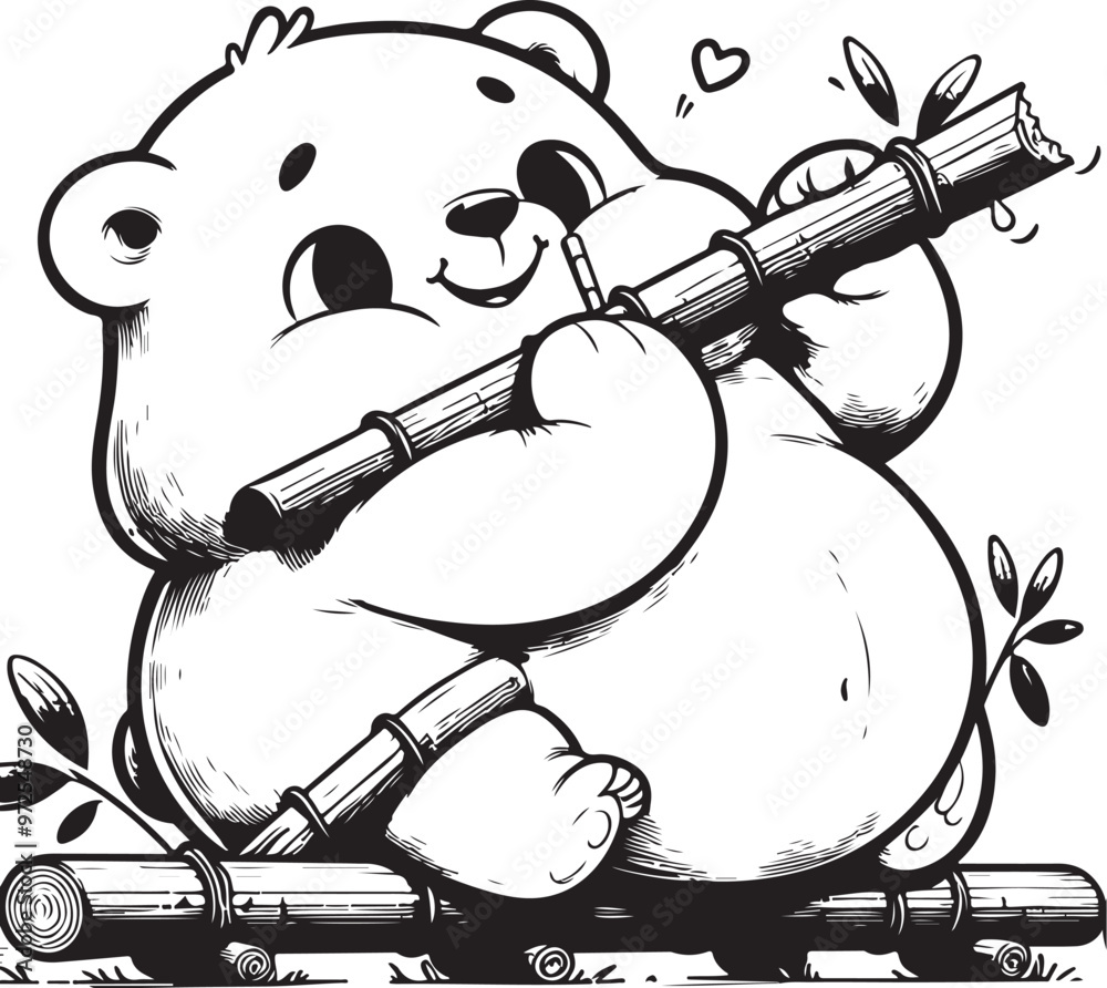 Vetor de cute bear eat bambo clipart vector design,awesome cute bear ...