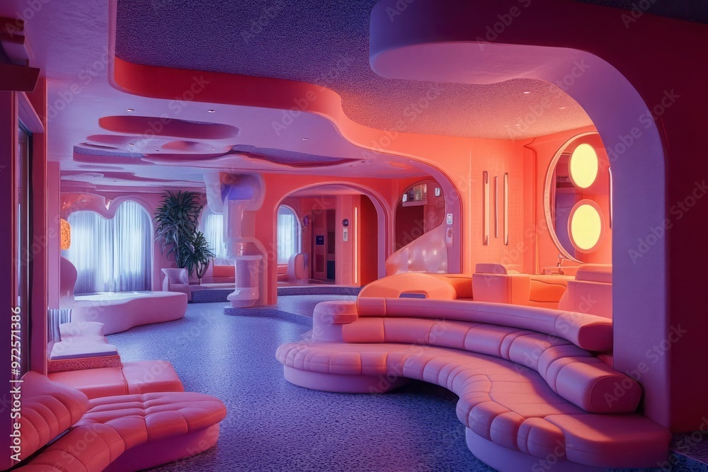 Interior design, millennium era, retro-futurism, early 2000s nostalgia ...
