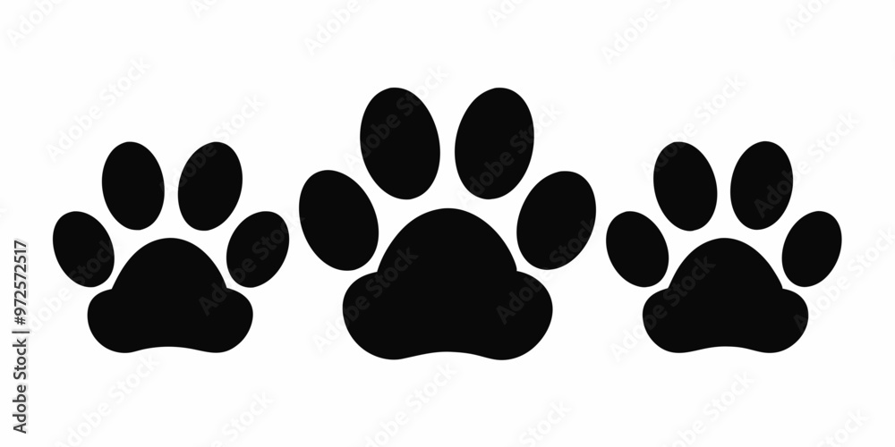 Animal paw prints. Three distinct paw print designs with varied ...