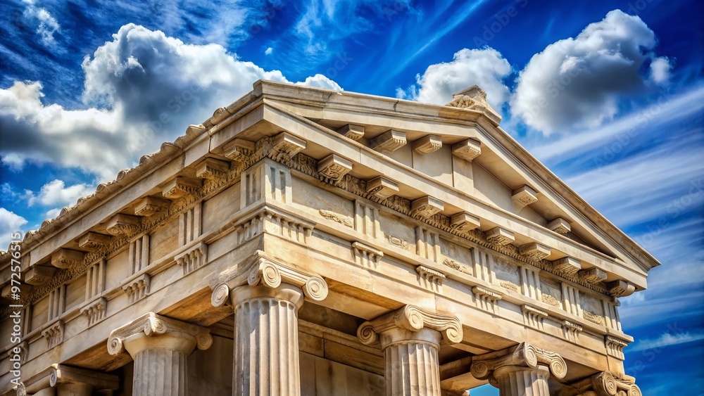 Elegant stone entablature adorns ancient Greek temple's façade ...