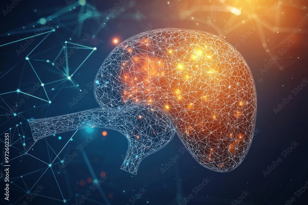 A diagram of the liver with areas highlighted to show the effects of ...