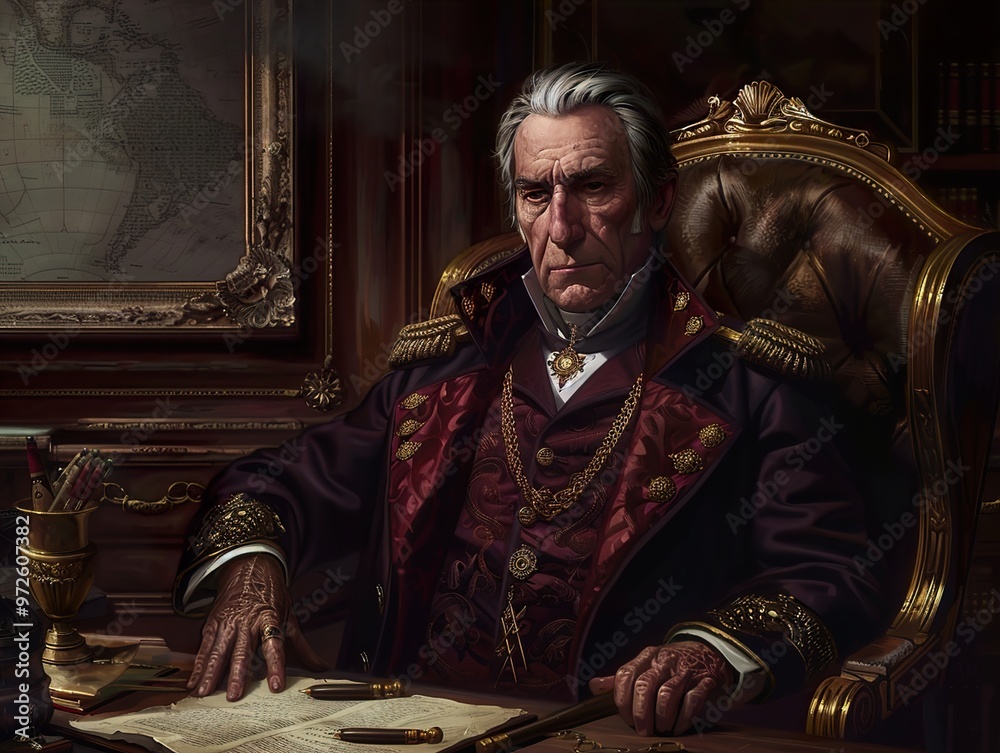 Portrait of a Powerful Military Leader in a Historical Setting Stock ...