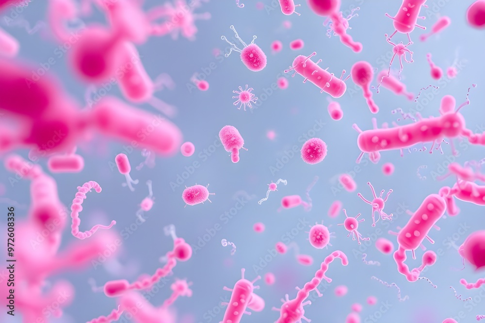 Under the microscope, a vivid array of bacteria and microbes appears ...