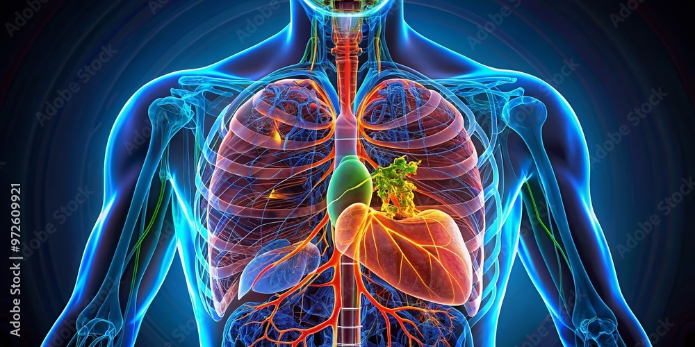 Illuminated 3d Medical Illustration Of The Hepatic Portal System Showcasing The Liver Portal