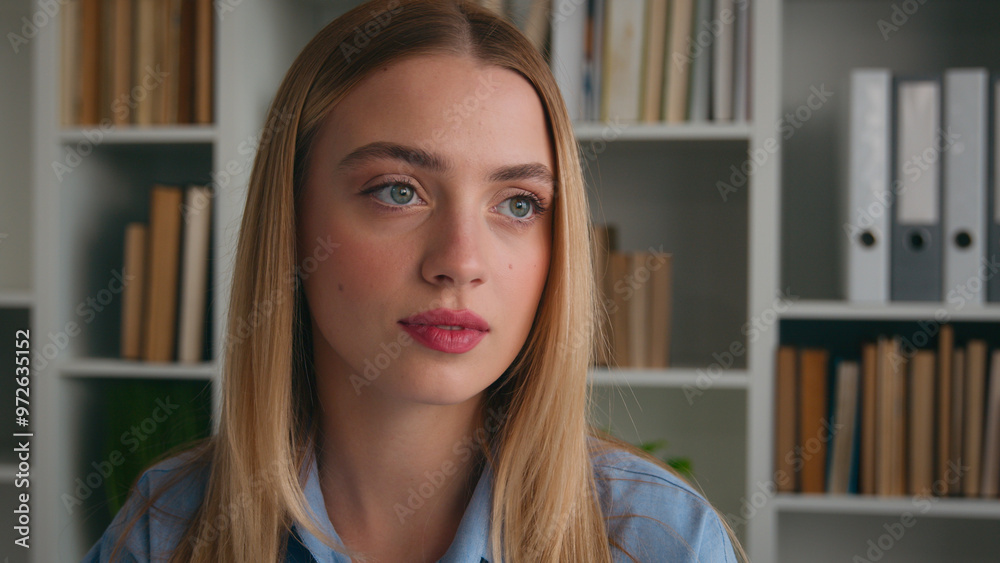 Caucasian dissatisfied negative disappointed frowning student girl in ...