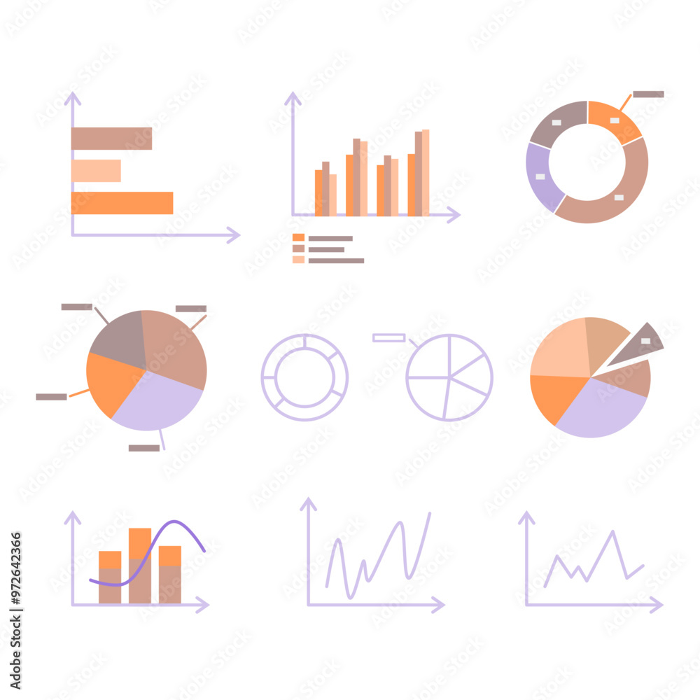 Set of chart layouts of various shapes in pastel colors for ...