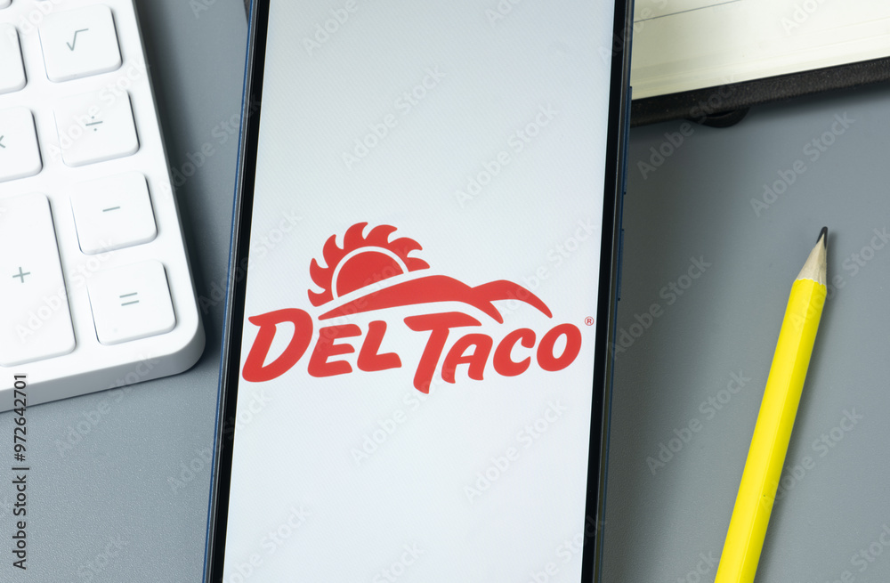 New York, USA - 30 August 2024: Del Taco Logo on Phone Screen, Company ...