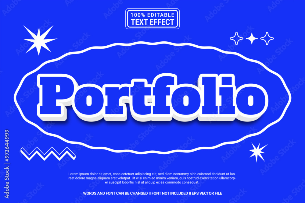 Editable text effect Portfolio 3d cartoon template style modern premium ...