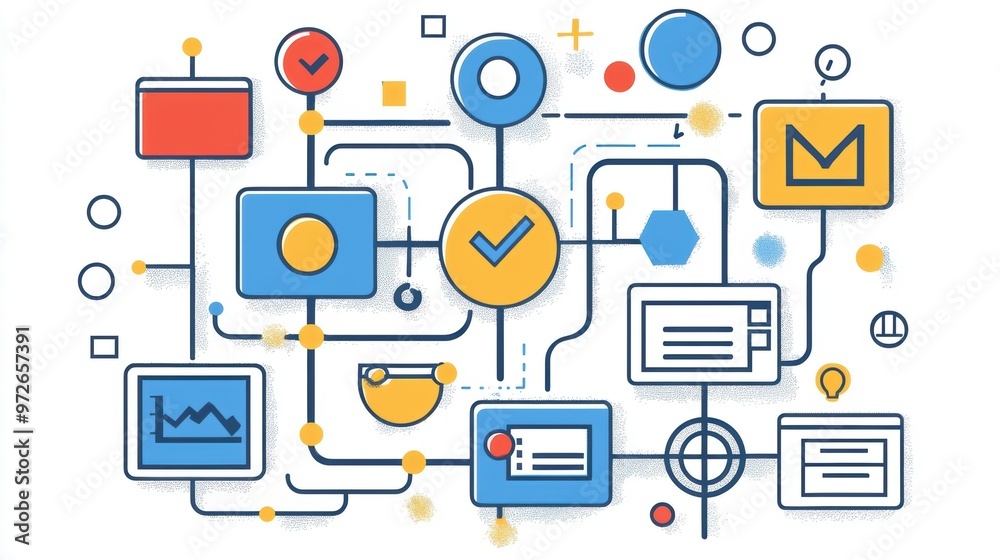 Business plan with a flowchart and key performance indicators ...