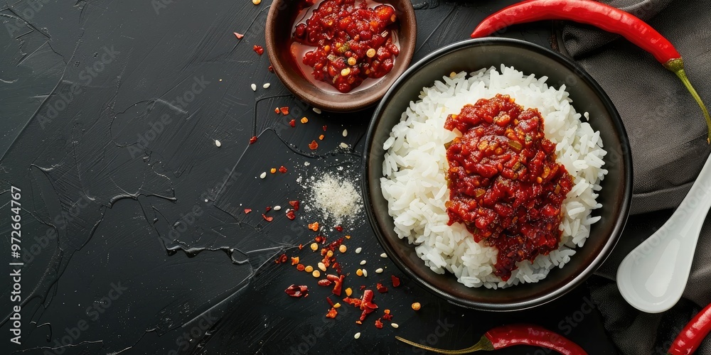 Zesty Chili Sauce Made by Blending Cooked Rice with Soybean Paste and ...